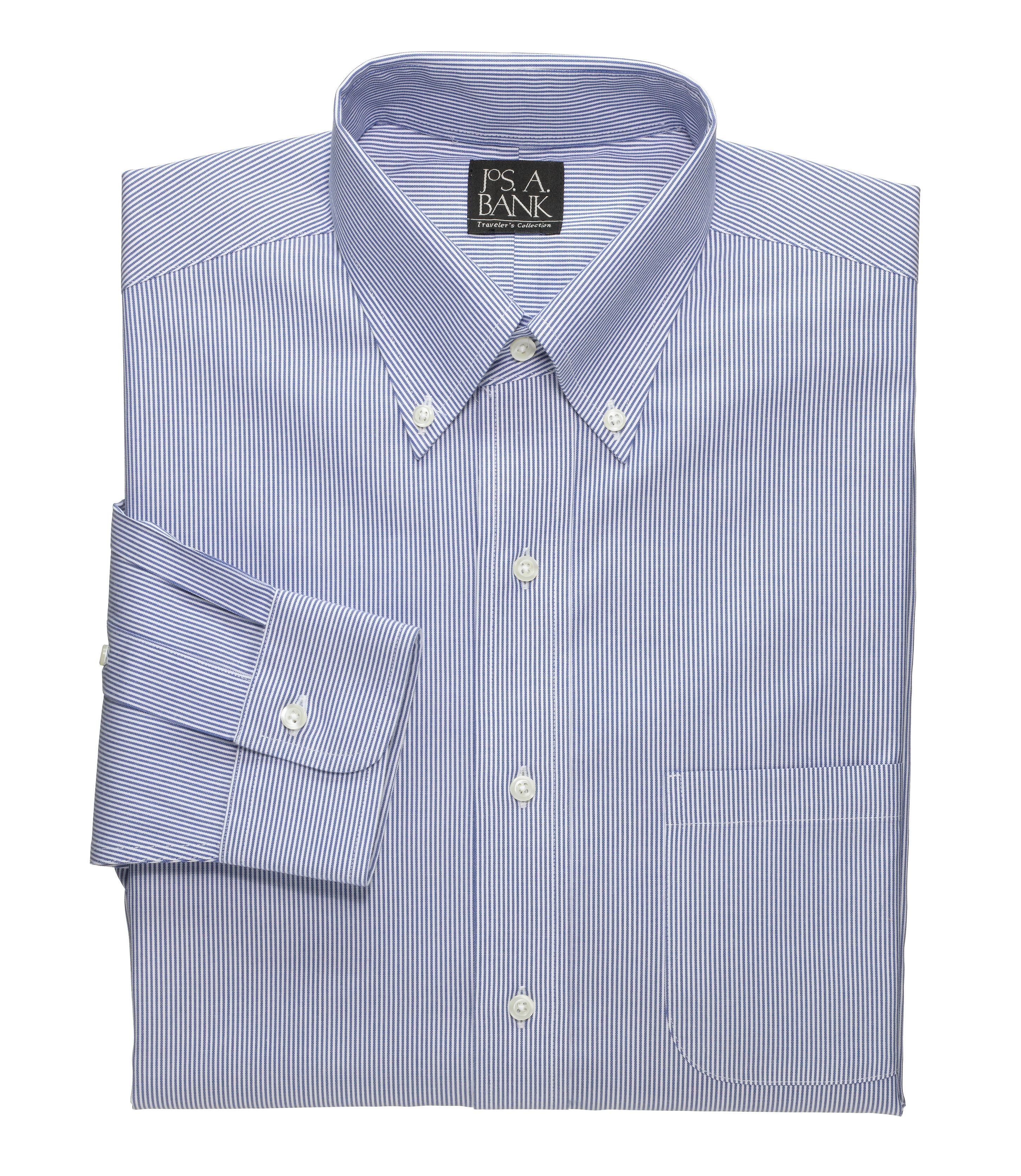 Traveler Collection Traditional Fit Button Down Collar Thin Stripe